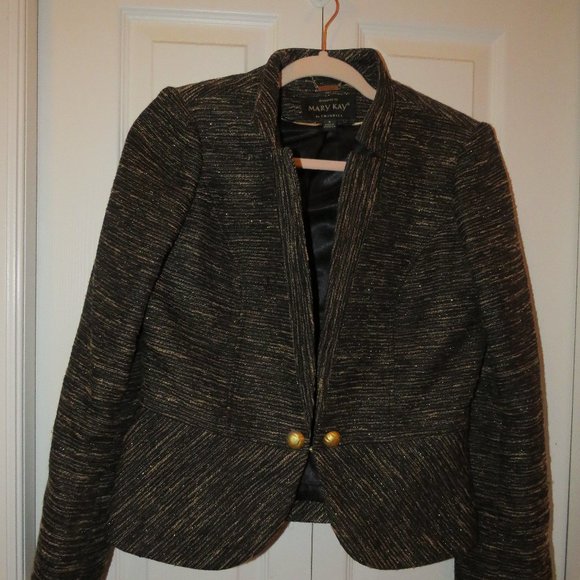 Mary Kay | Jackets & Coats | Mary Kay Blackgold Moto Blazer Jacket ...